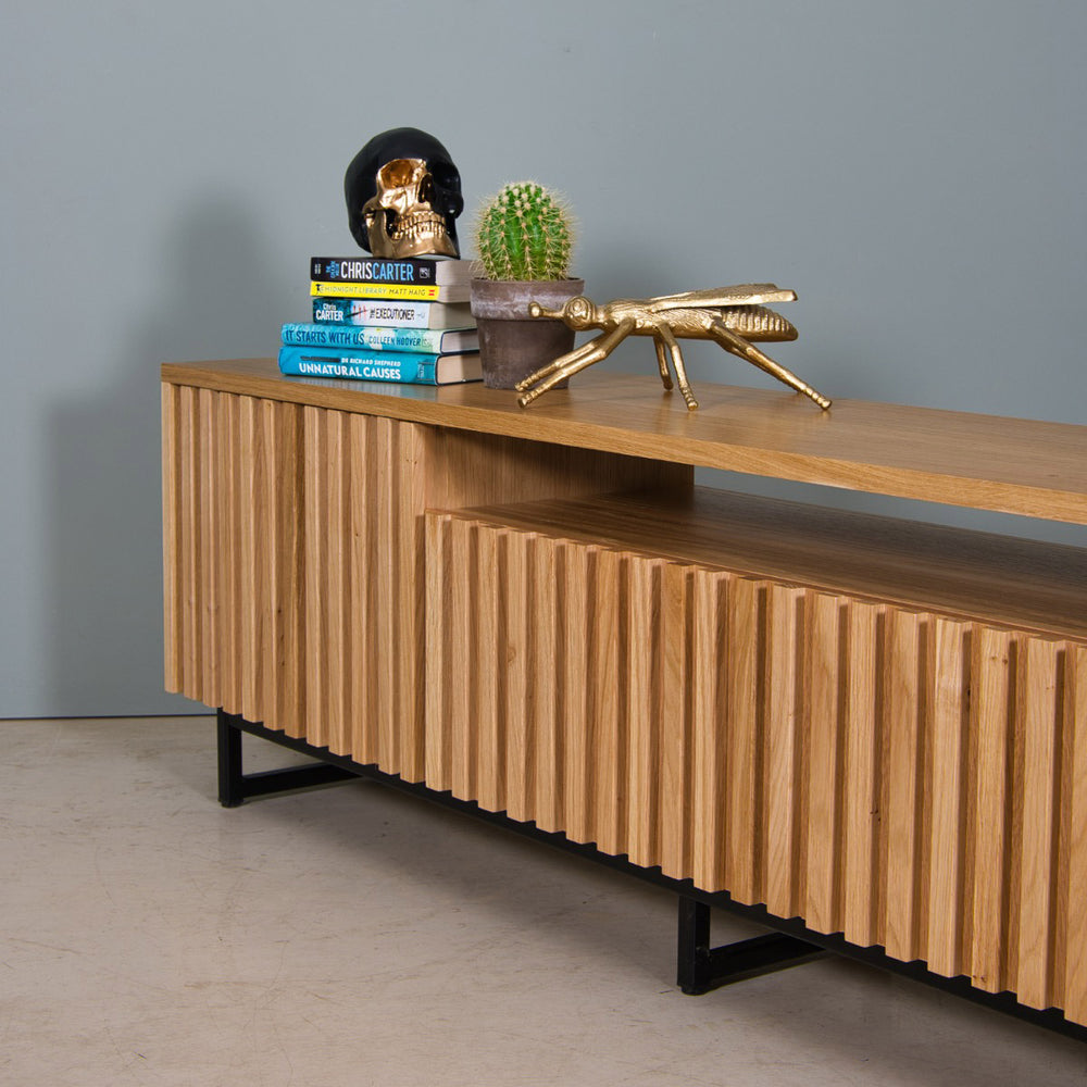 Fluted Oak TV Unit - Wood TV Unit | KODA Studios