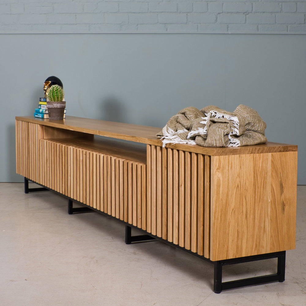 Fluted Oak TV Unit - Wood TV Unit | KODA Studios